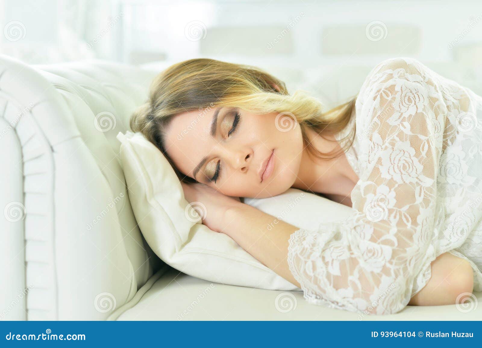 Beautiful Young Woman Sleeping Stock Photo - Image of personable ...