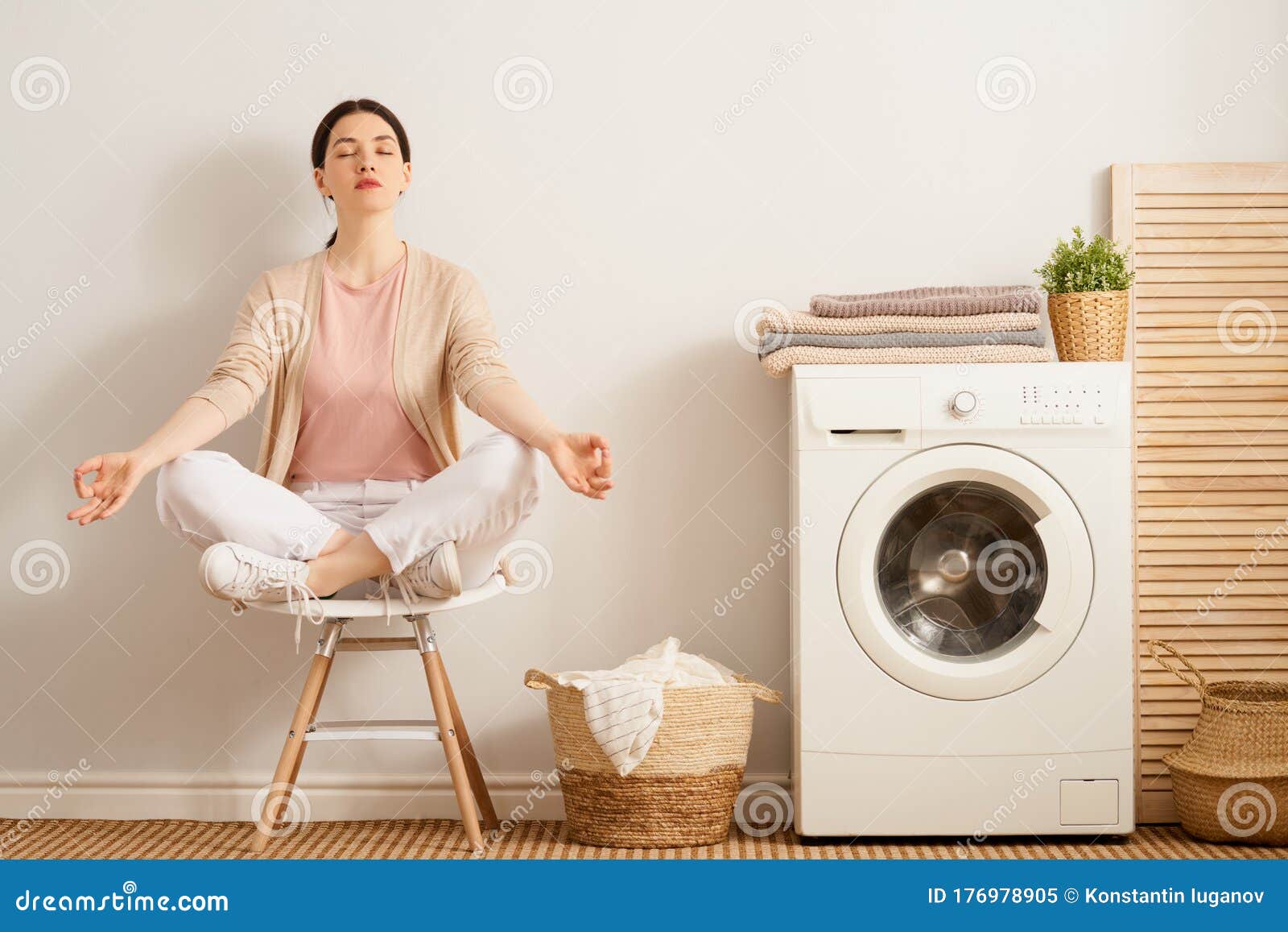Woman is doing laundry stock image. Image of fresh, housekeeping ...