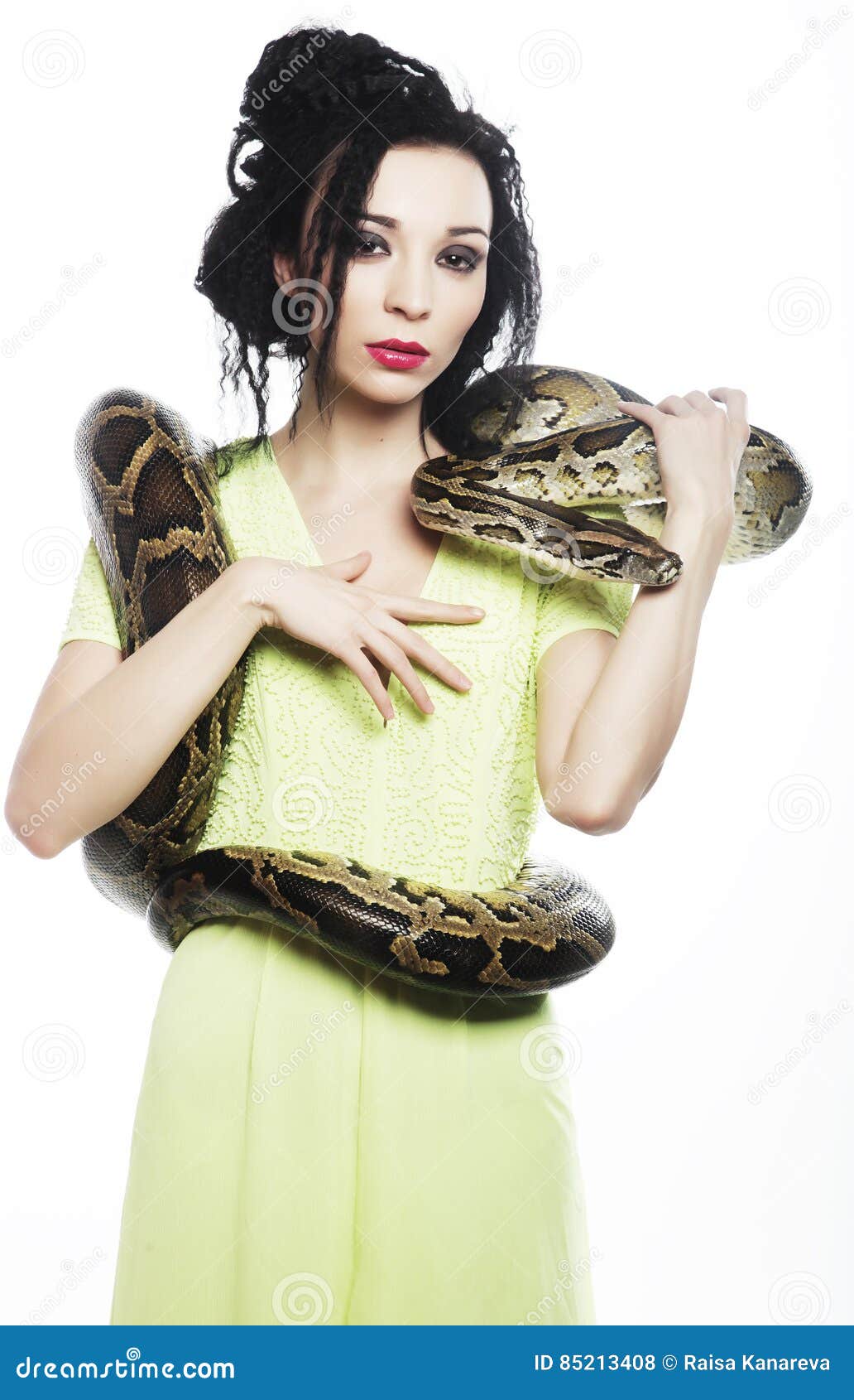 Beautiful Young Woman with a Snake Stock Photo - Image of long, eyes ...
