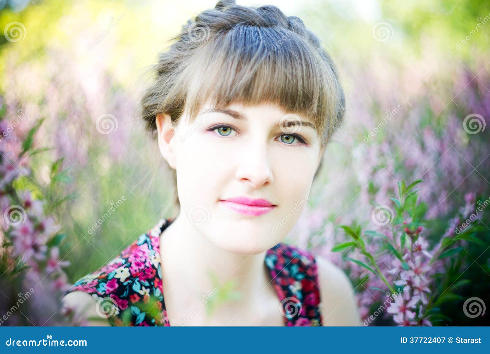 Beautiful Young Woman with Spring Flowers Stock Image - Image of ...