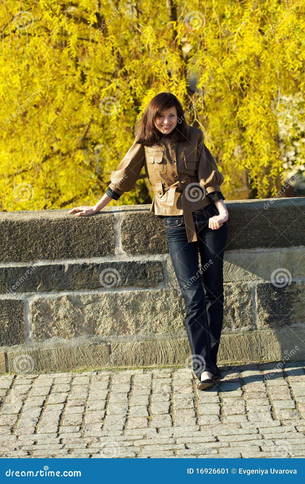 Beautiful Young Woman Standing on the Bridge Stock Image - Image of ...