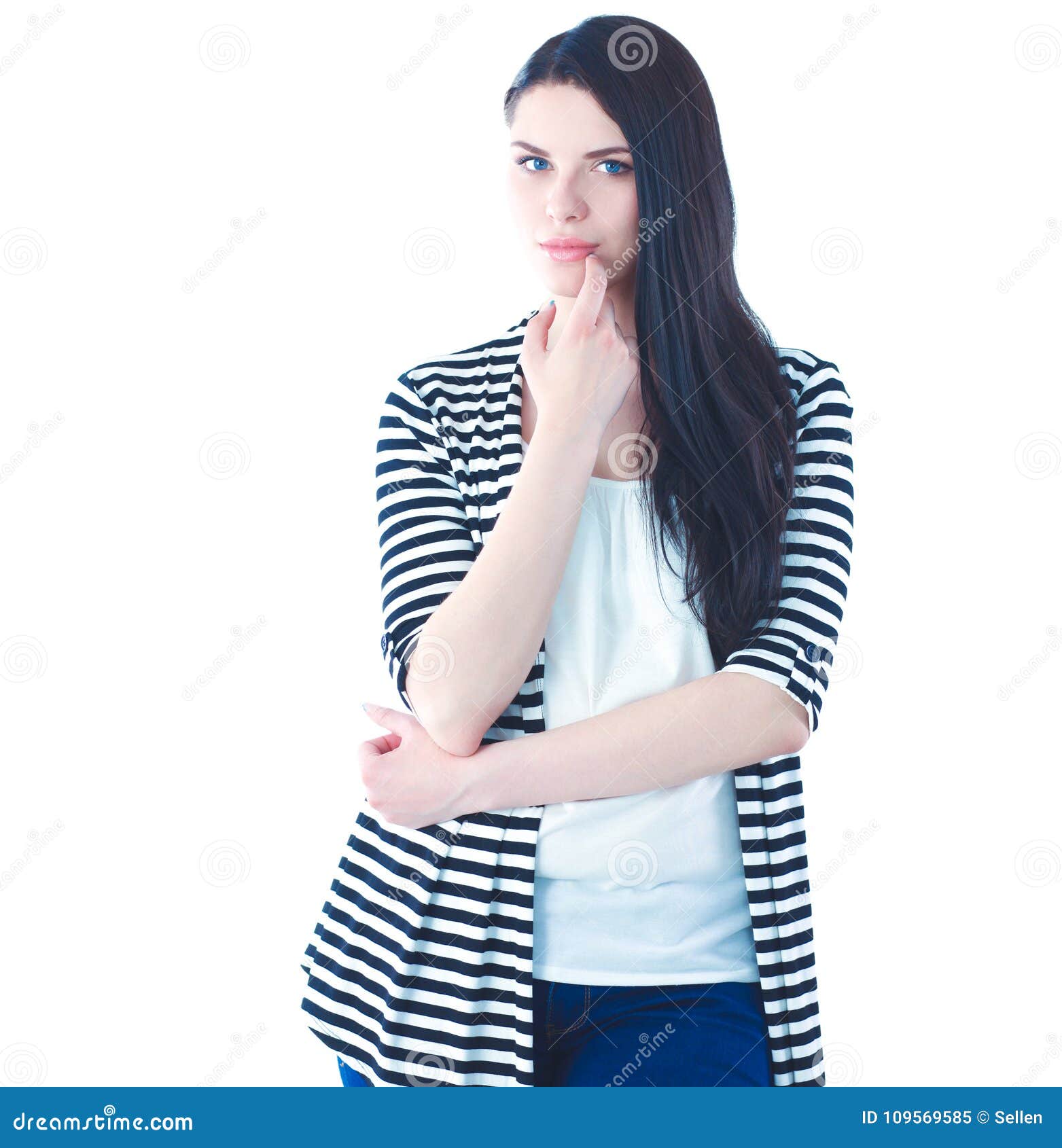 Beautiful Young Woman Standing Isolated Against White Background Stock ... Beautiful Young Woman Standing Isolated Against White Background Stock ...