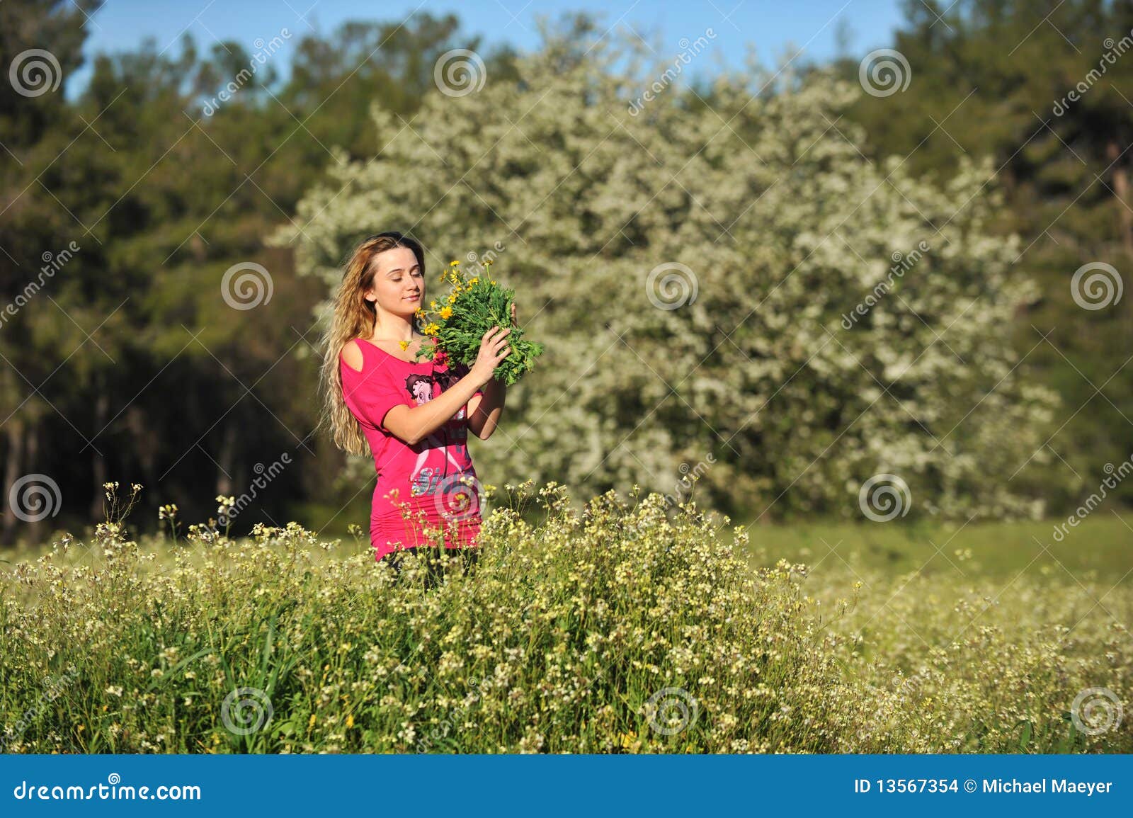 Beautiful Young Woman Standing in Meadow Stock Photo - Image of blonde ... Beautiful Young Woman Standing in Meadow Stock Photo - Image of blonde ...