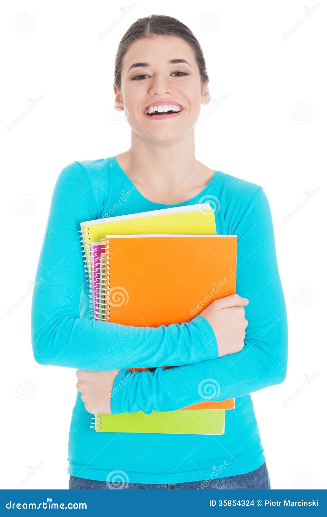Beautiful Young Woman Student with Workbook. Stock Photo - Image of ...
