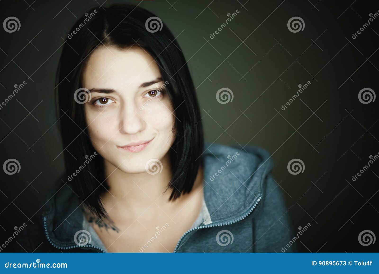 Beautiful Young Woman Studio Portrait Stock Image - Image of hair ...