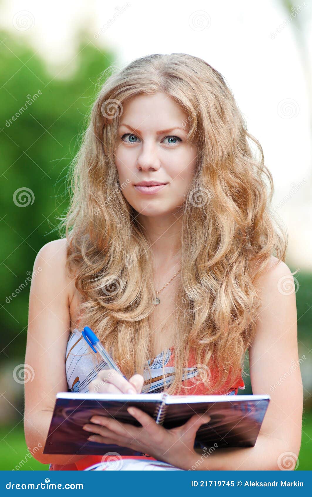 Beautiful Young Woman Study Stock Image - Image of outdoor, lifestyle ...