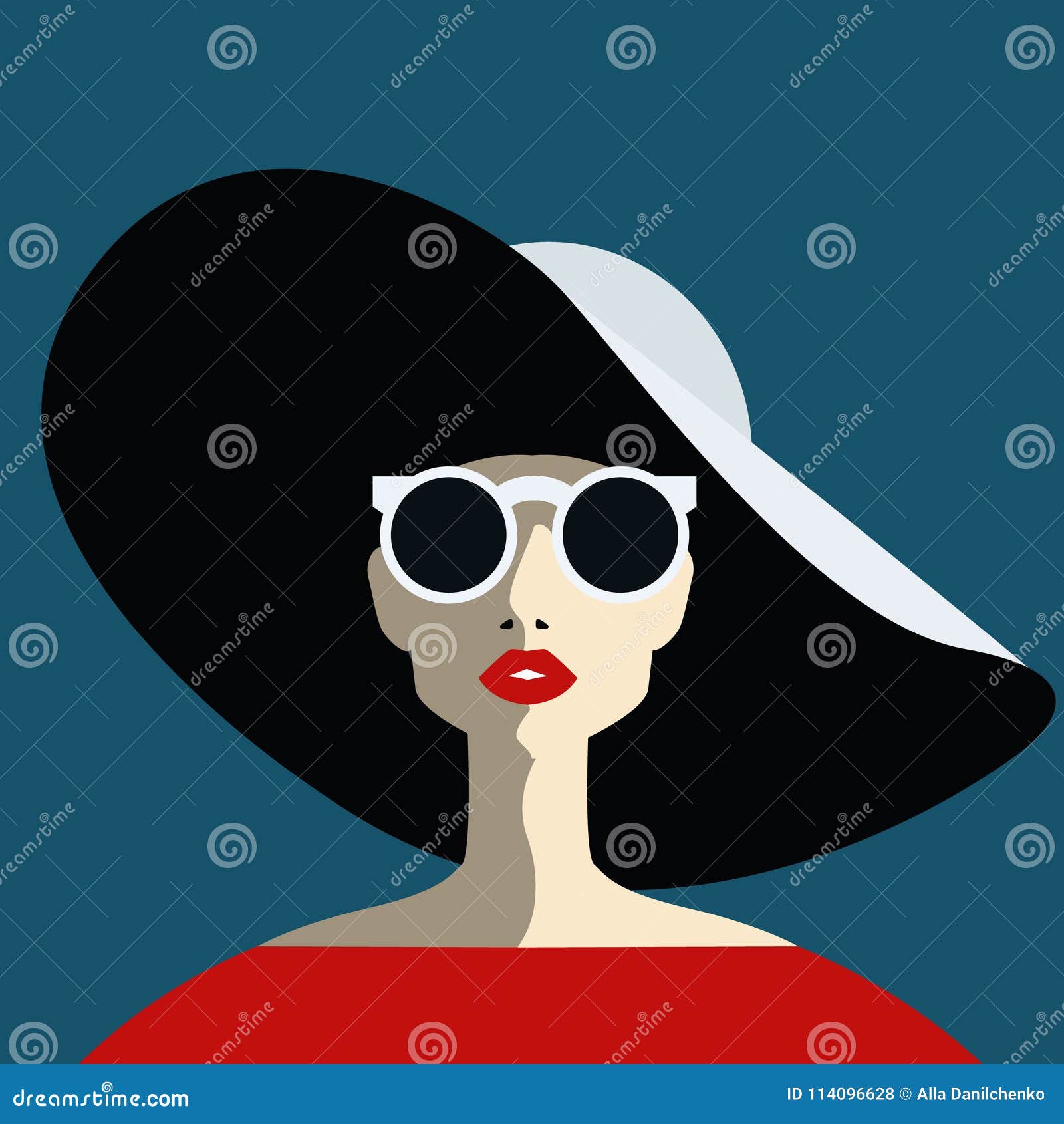 Beautiful Young Woman with Sunglasses and Hat, Retro Style. Stock ... Beautiful Young Woman with Sunglasses and Hat, Retro Style. Stock ...