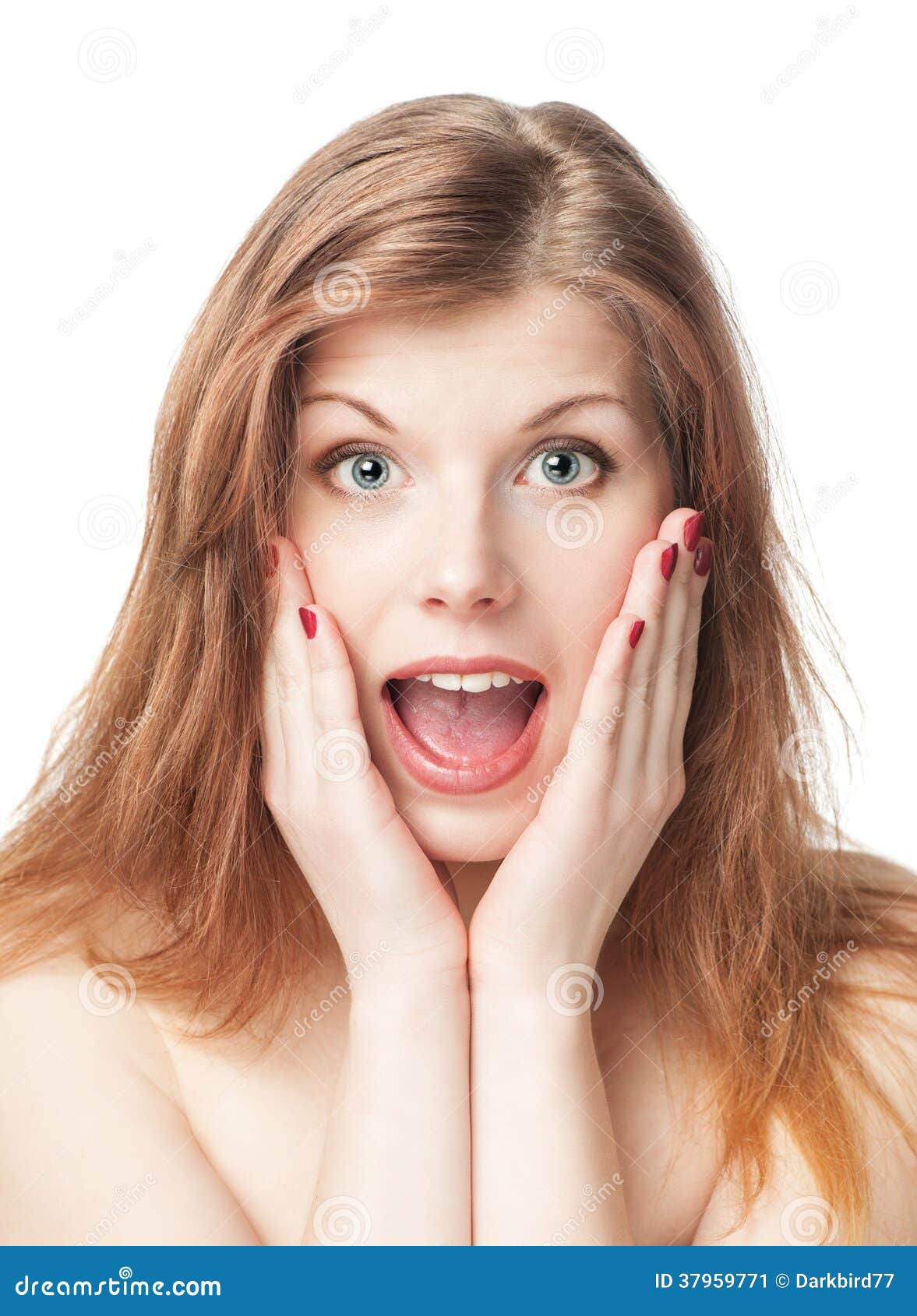Beautiful Young Woman Surprised Stock Image - Image of happy ...