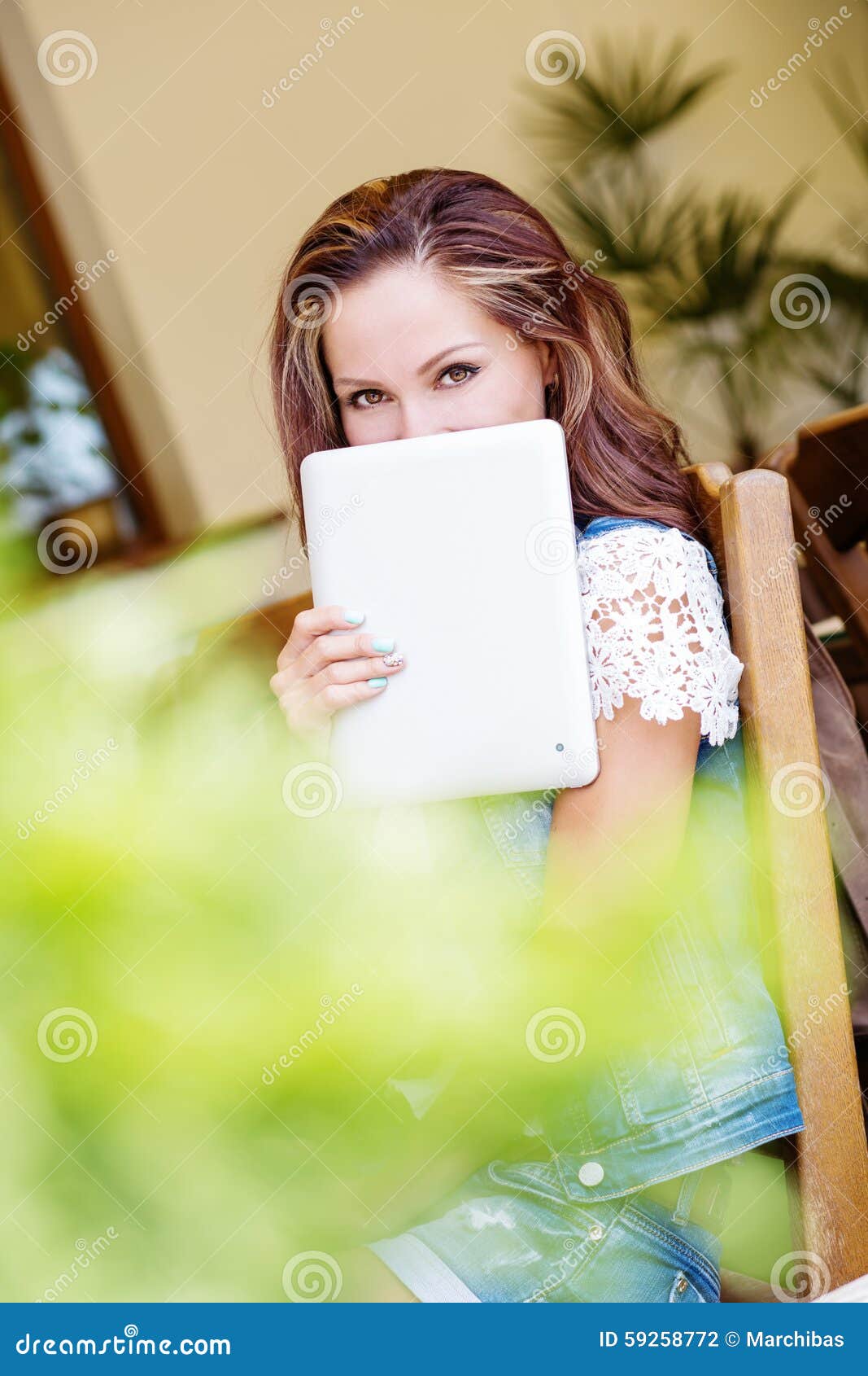 Beautiful Young Woman with Tablet Stock Photo - Image of alone, lonely ...