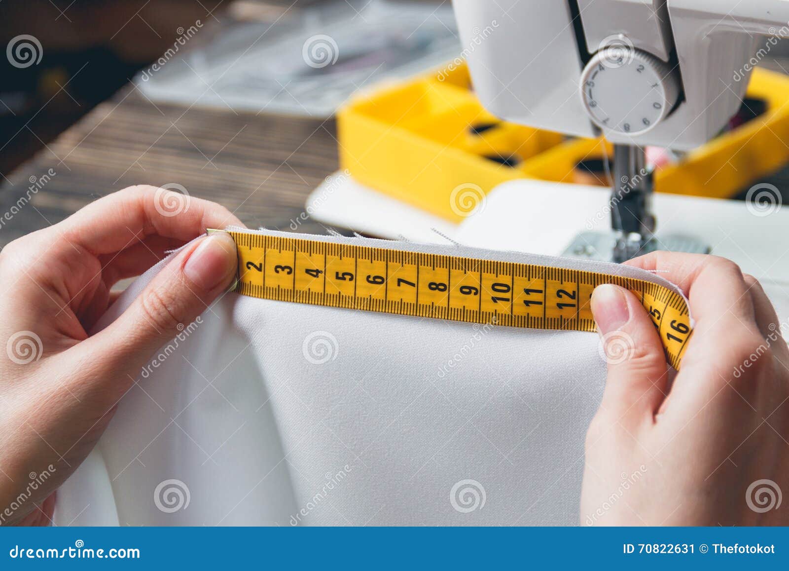 Beautiful Young Woman Tailor Measuring Stock Image - Image of beautiful ...