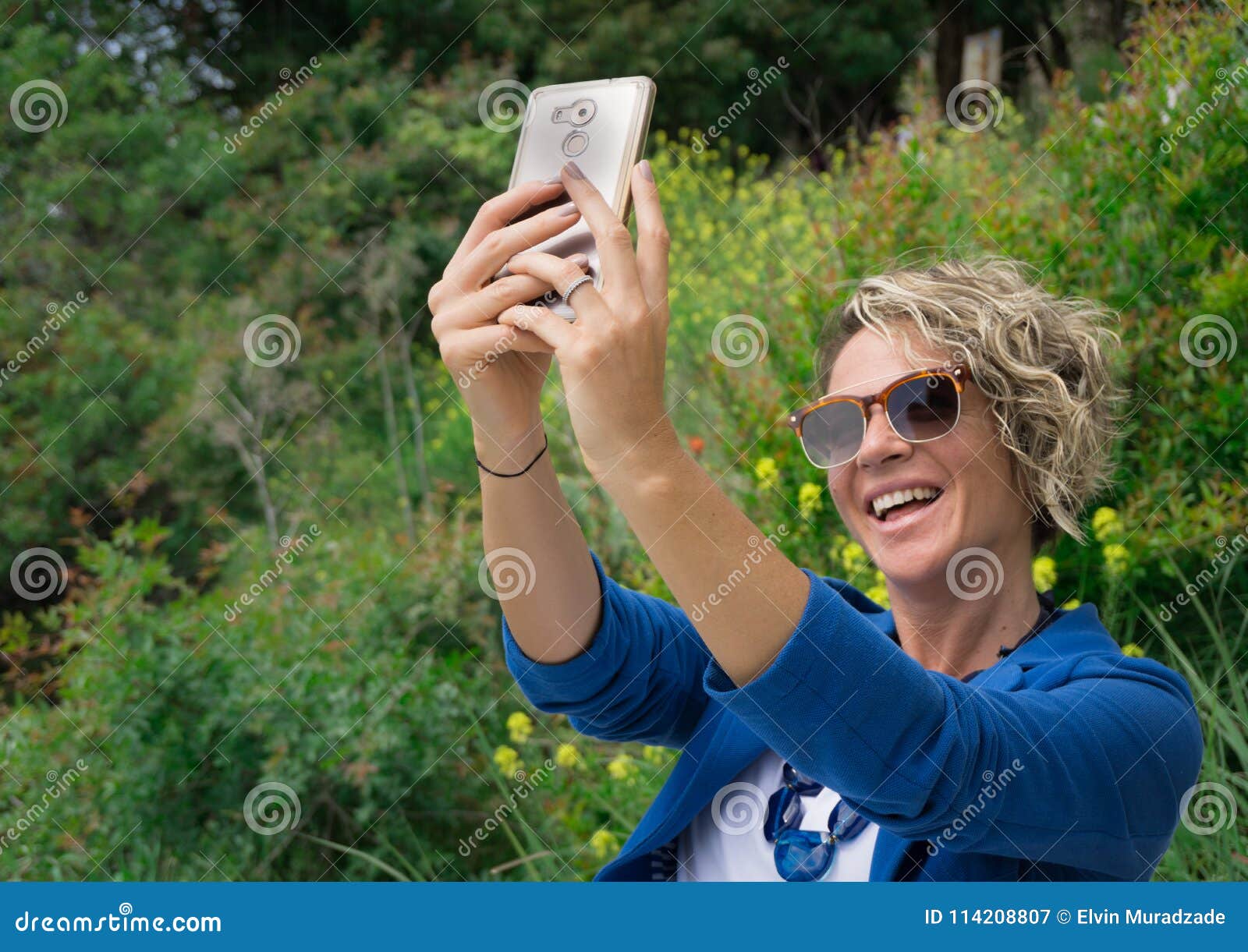 Young Woman Taking Selfie In The Park Stock Image Image Of Outdoor