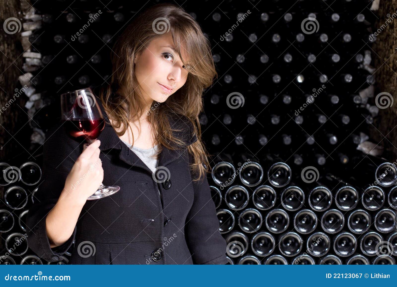 Beautiful Young Woman Tasting Wine. Stock Image - Image of tasting ...