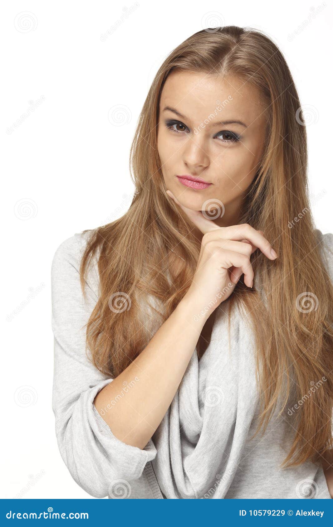 Beautiful Young Woman Thinking Stock Image - Image of concentration ...