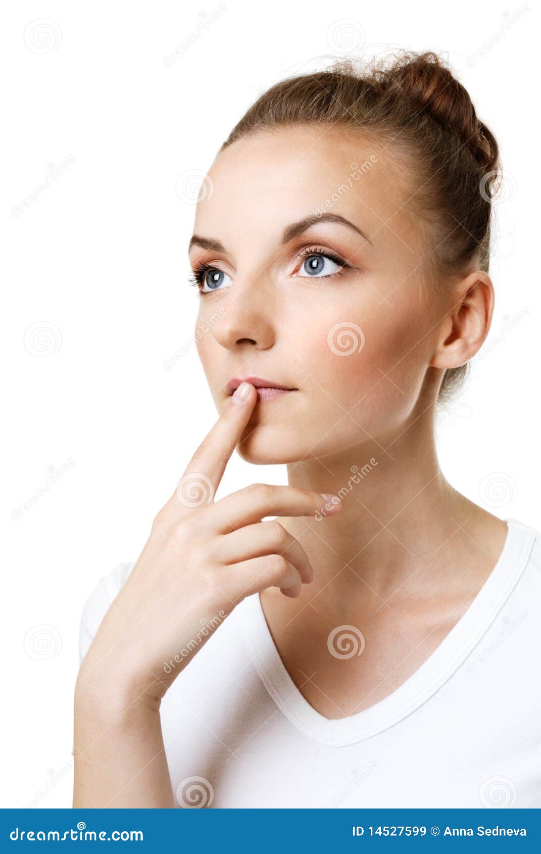 Beautiful Young Woman Thinking Stock Image - Image of female, person ...