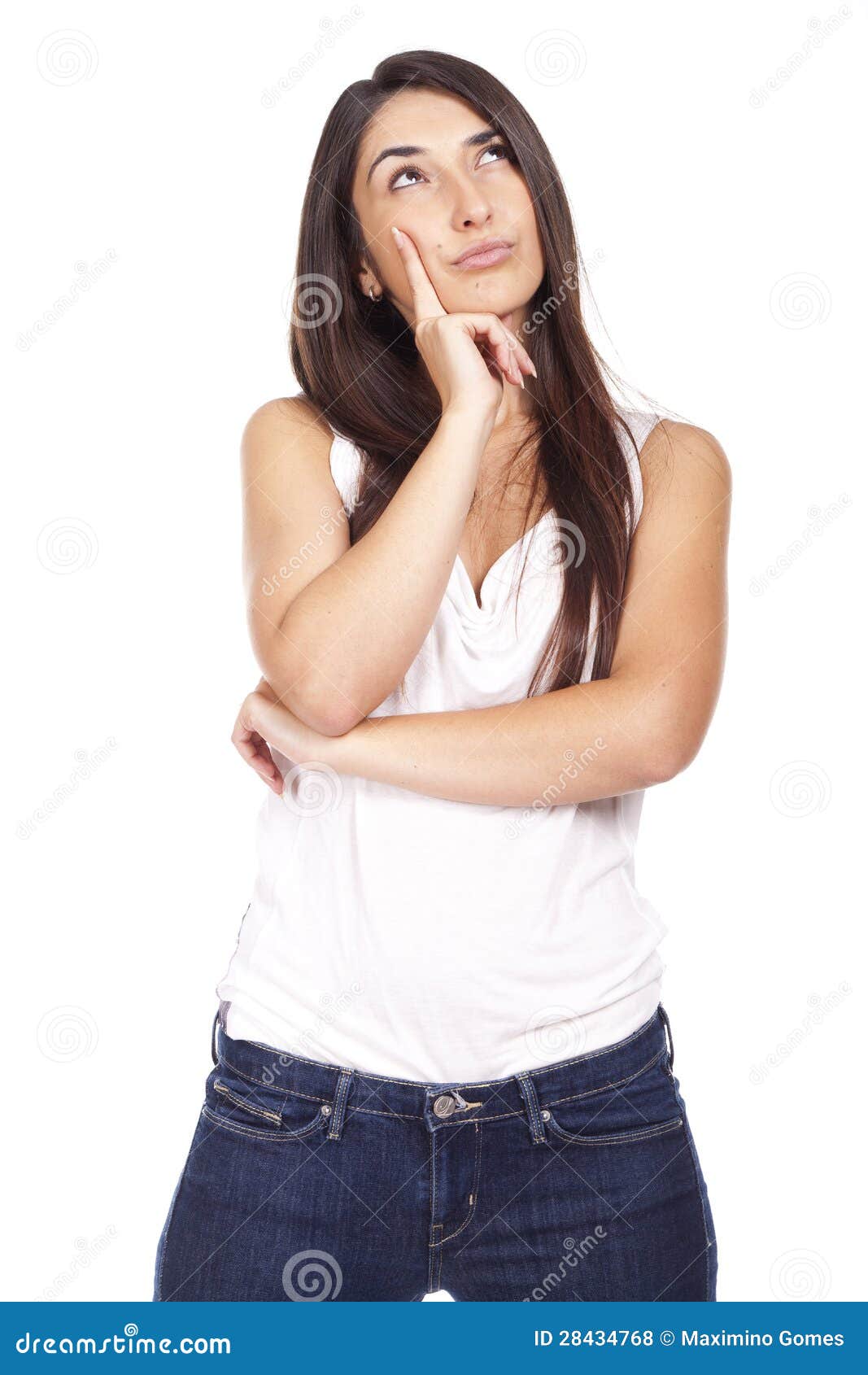 Beautiful Young Woman Thinking Stock Photo - Image of people, beautiful ...