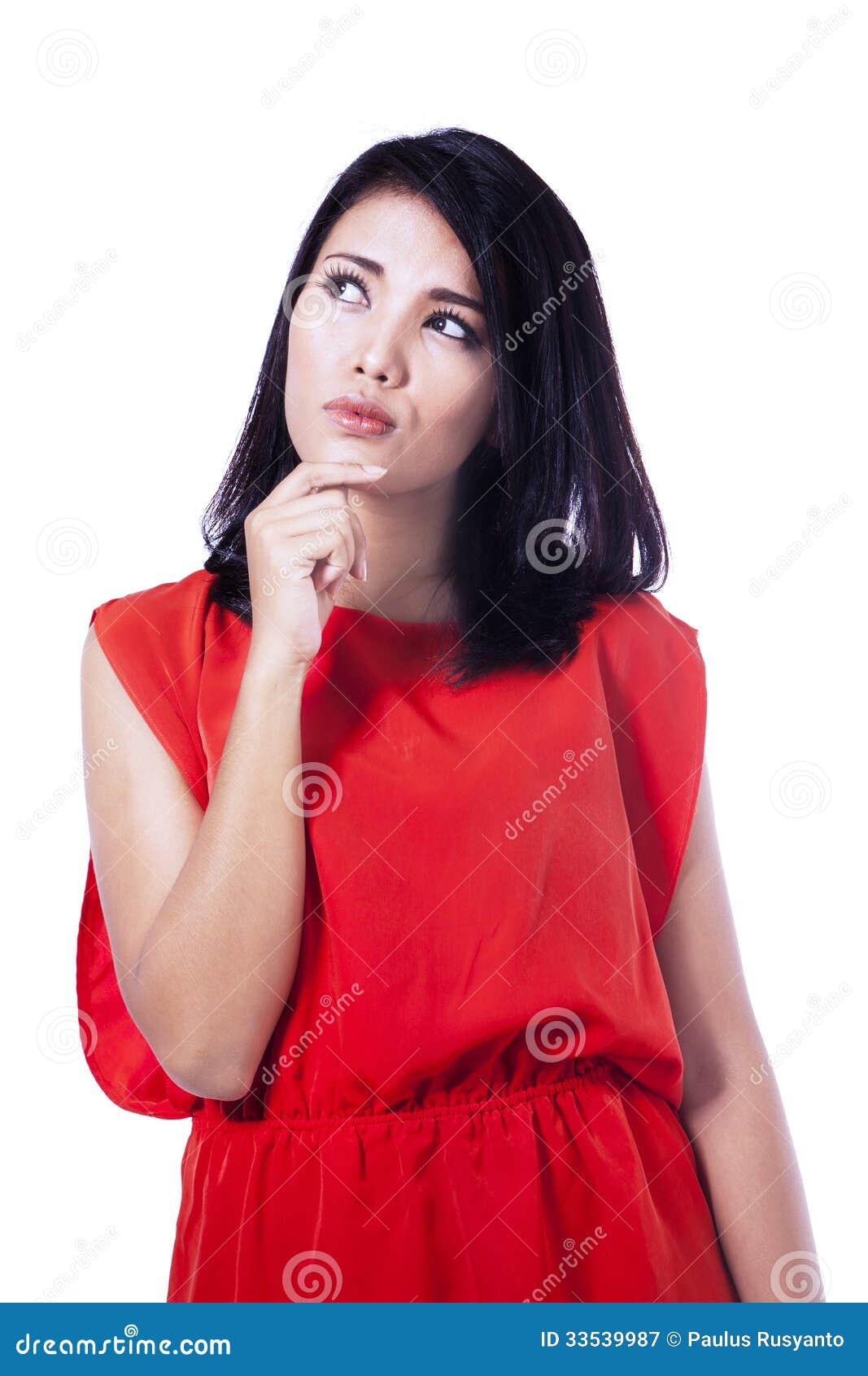 Beautiful Young Woman with a Thinking Expression Stock Image - Image of ...