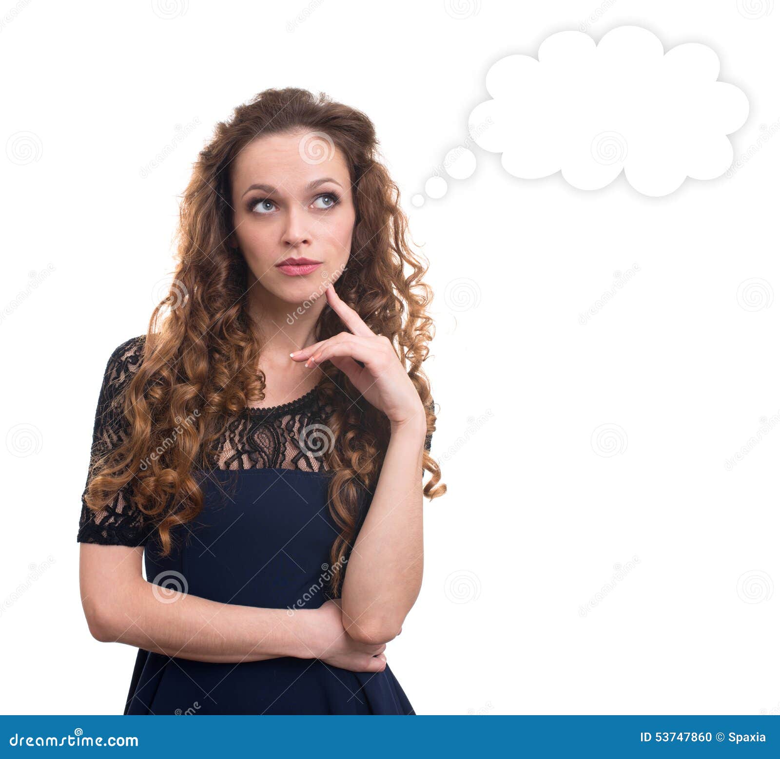 Beautiful Young Woman Thinking Stock Photo - Image of thoughtful, smile ...