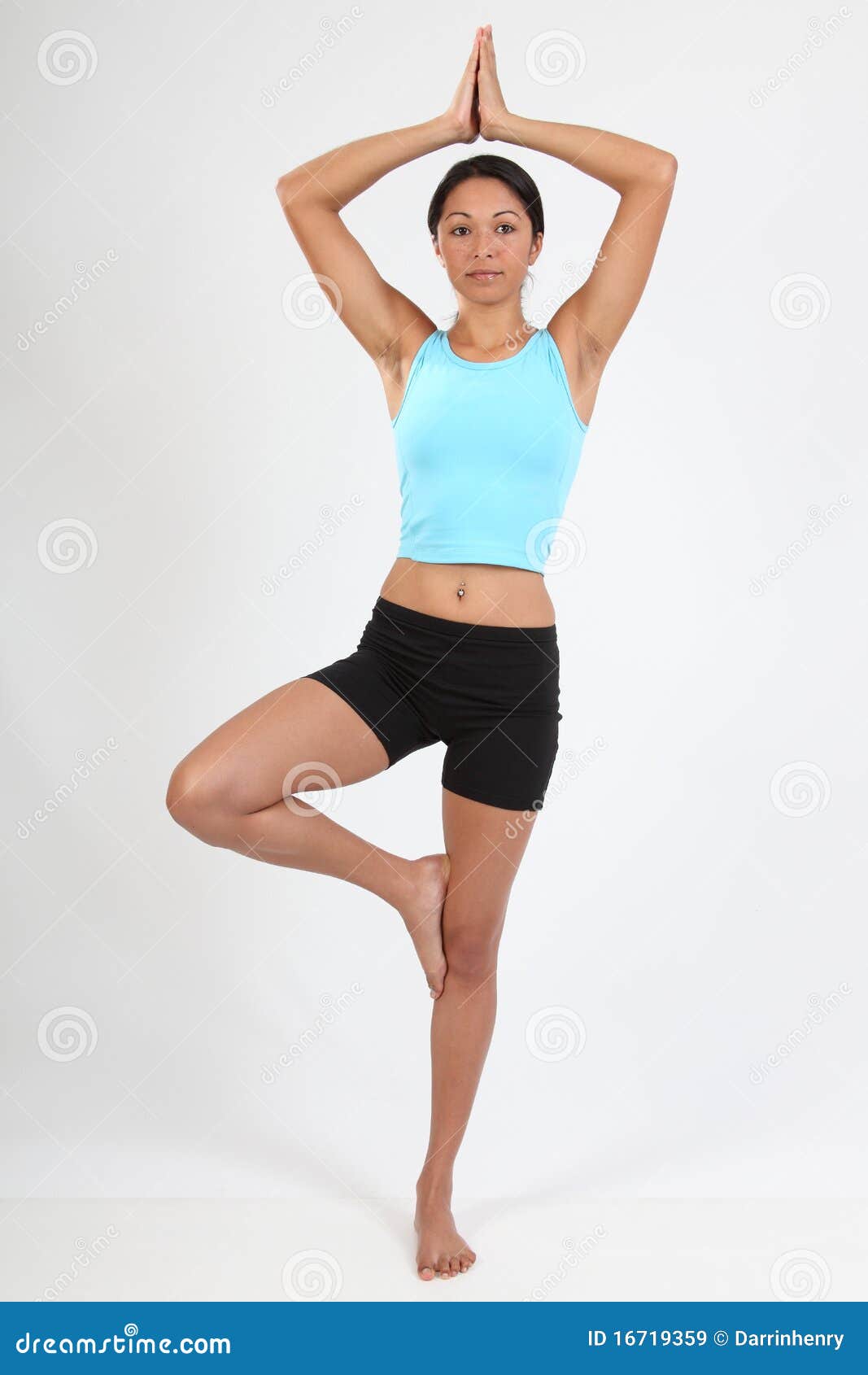Beautiful Young Woman in Tree Pose during Yoga Stock Image - Image of ...