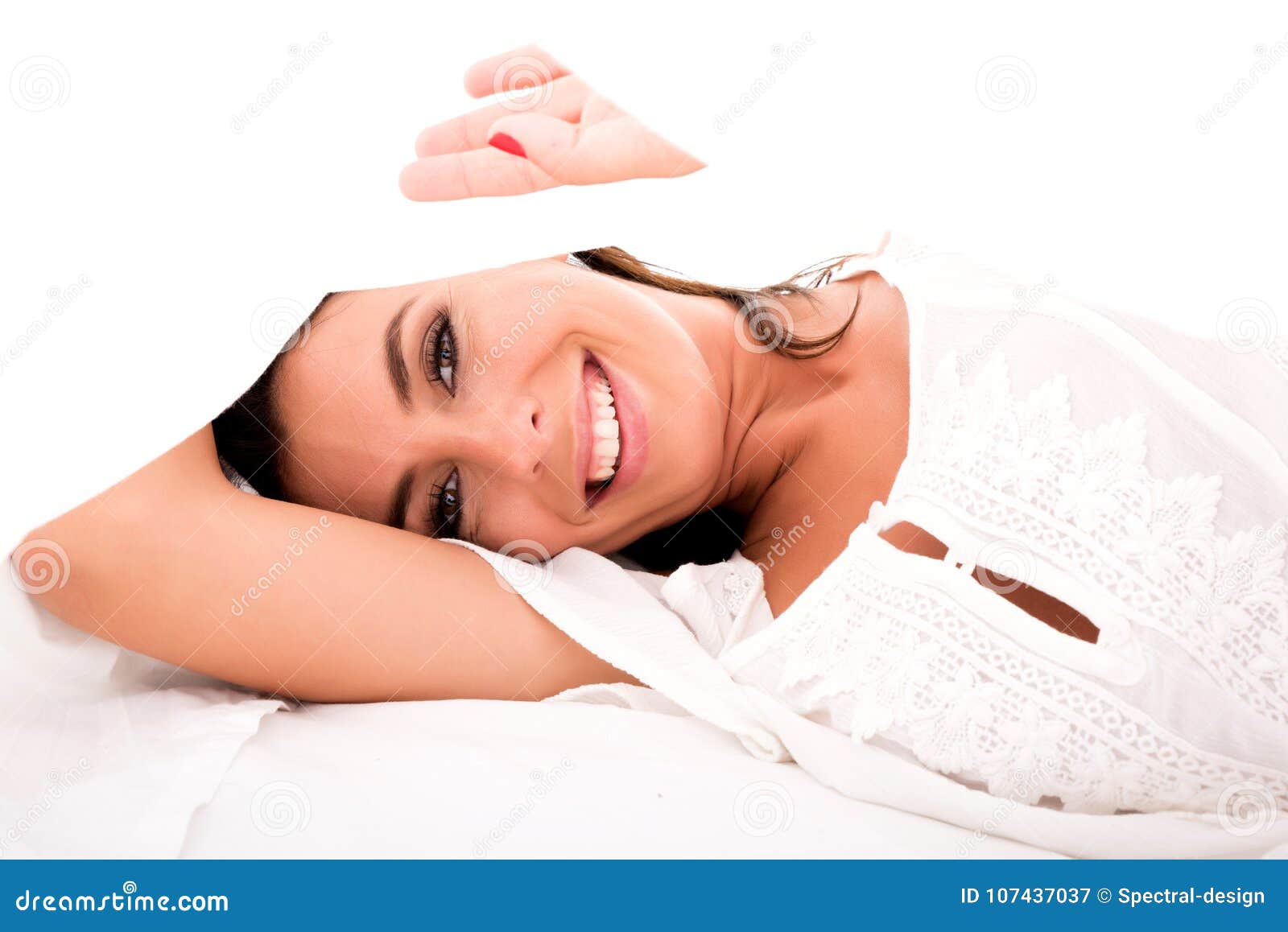 A Beautiful Young Woman Under the Sheets in the Bed Stock Image - Image ...