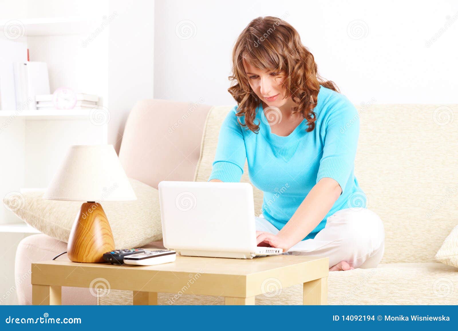 Beautiful Young Woman Using Laptop Stock Photo - Image of laptop ...