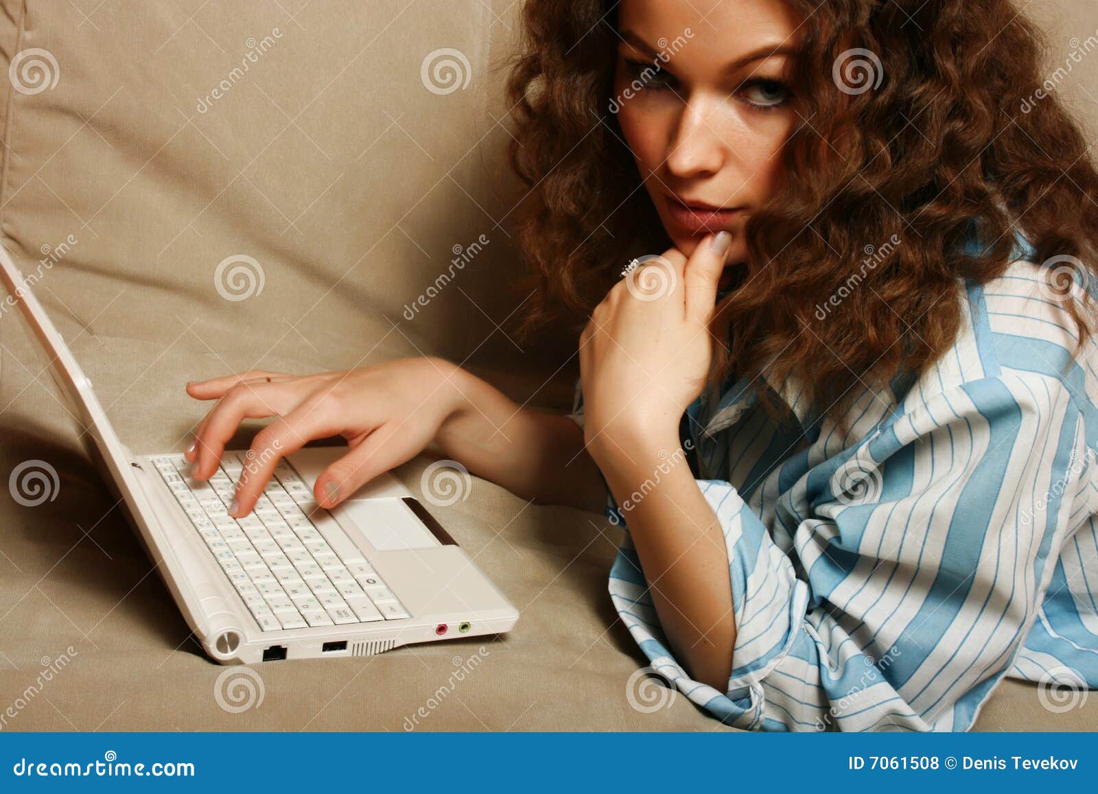 Beautiful Young Woman Using Laptop Stock Photo - Image of learning ...