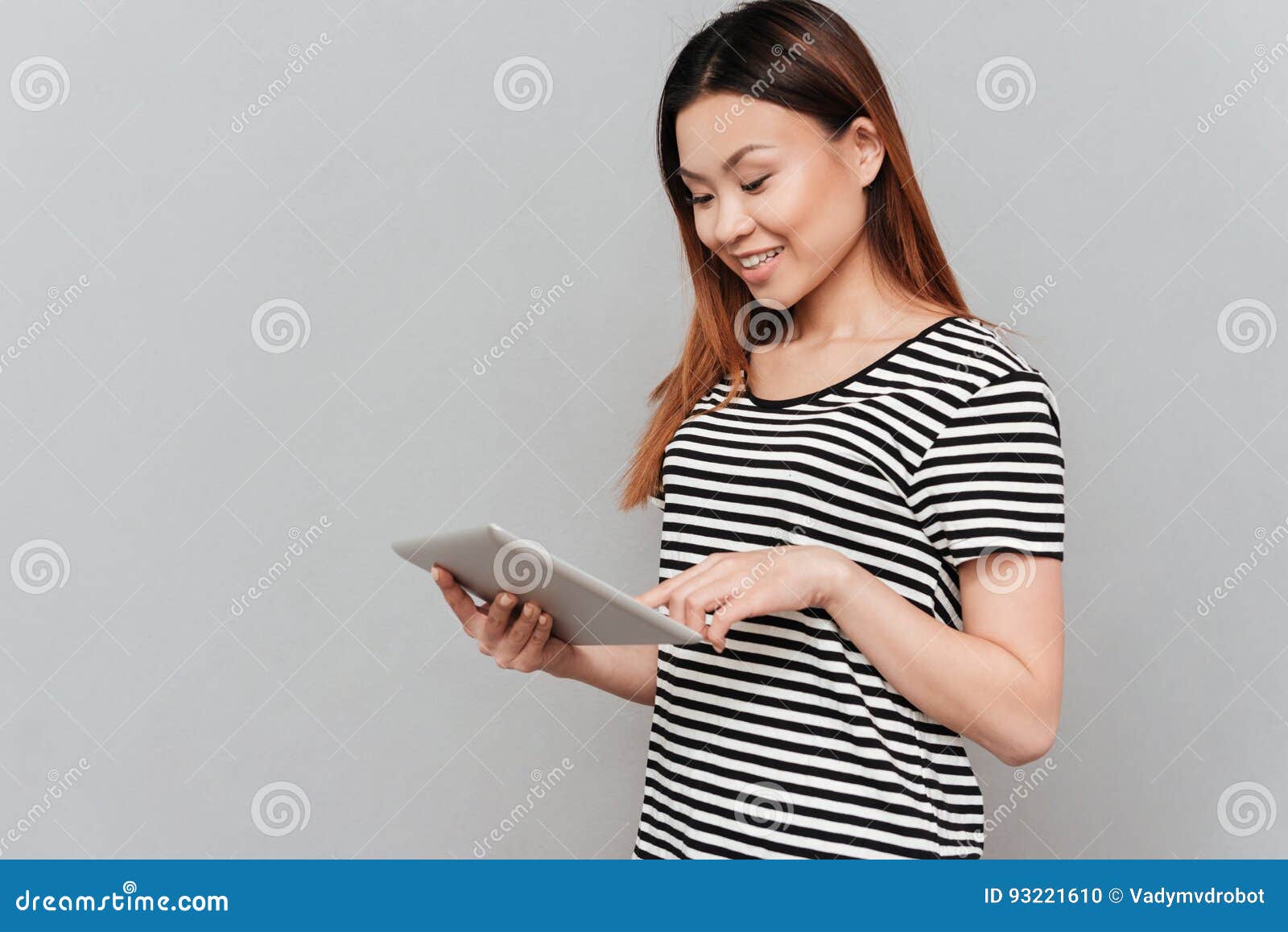 Beautiful Young Woman Using Tablet Computer. Stock Photo - Image of ...