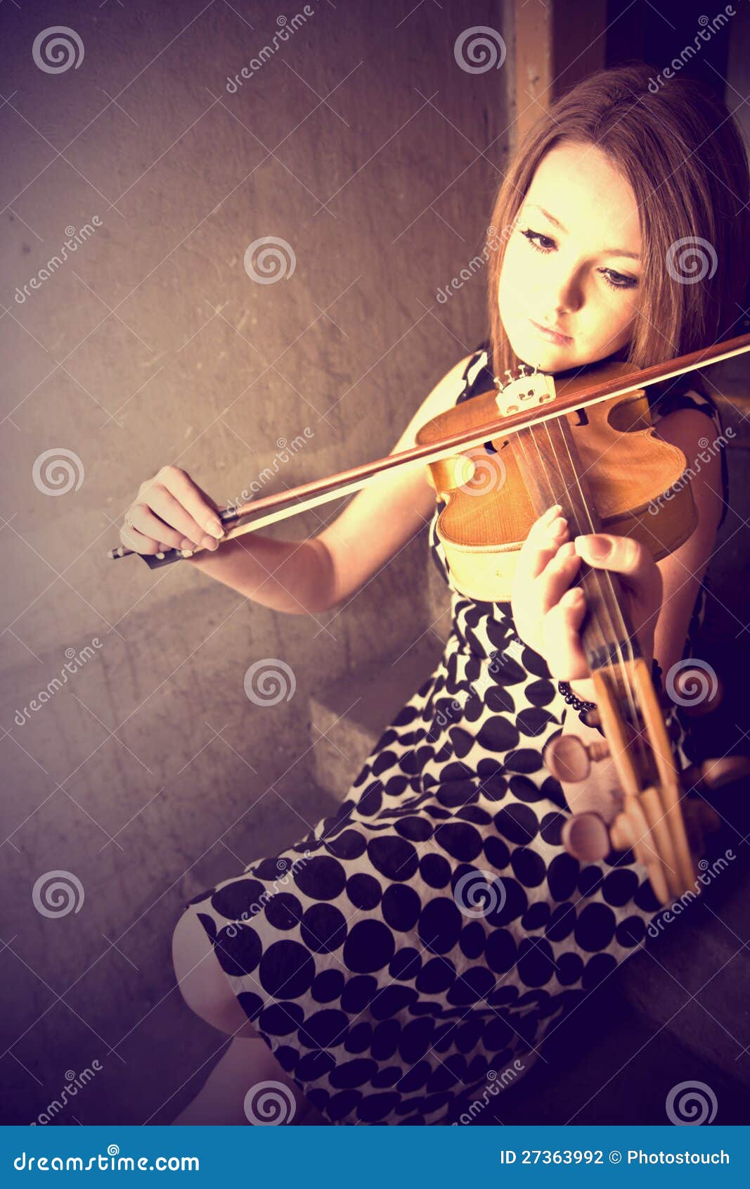 Beautiful Young Woman with Violins Stock Photo - Image of people, adult ...