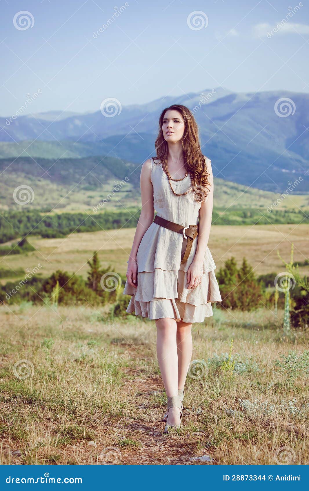 Beautiful Young Woman Walking Stock Photo - Image of looking, nature ...