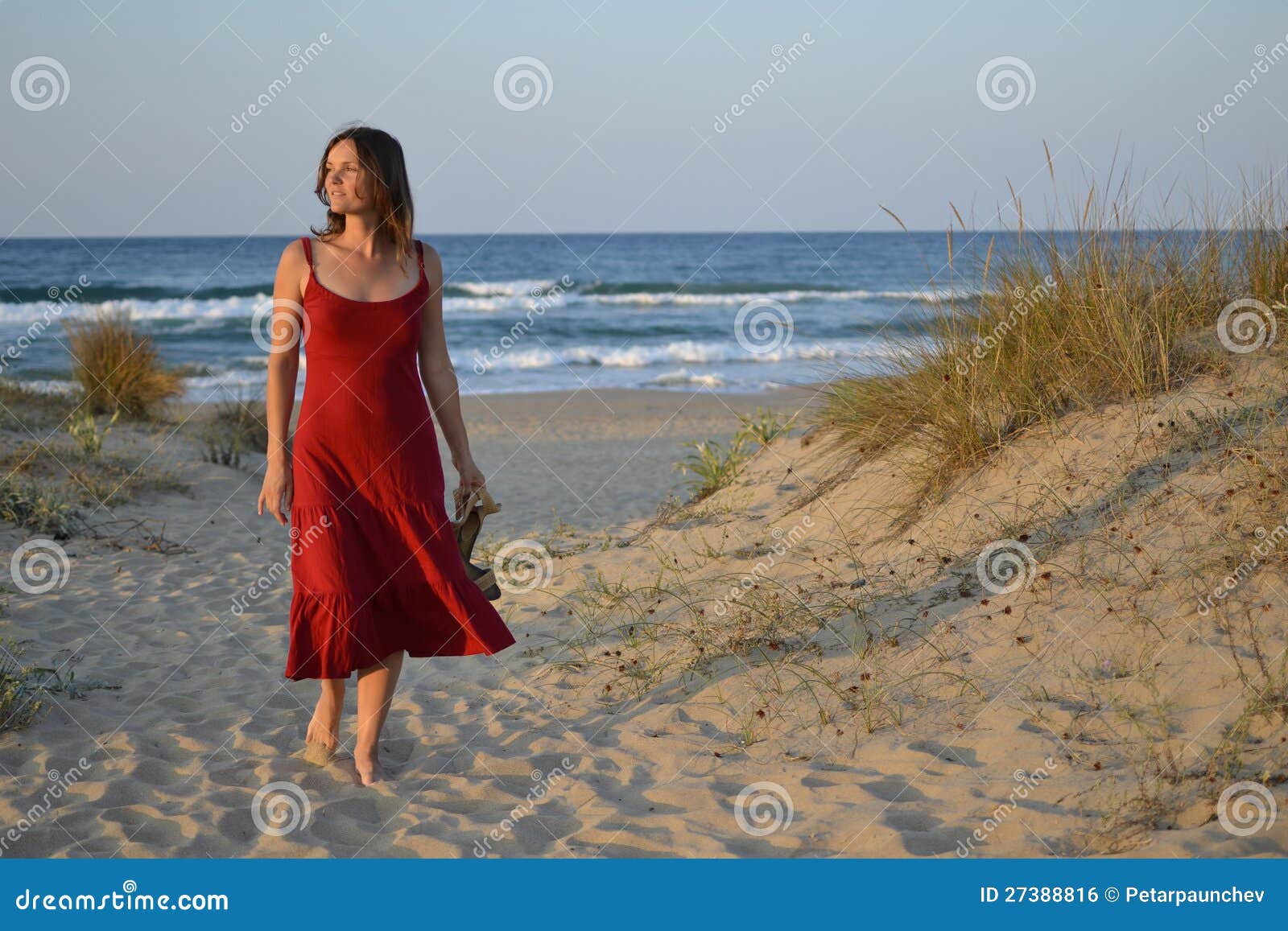 Beautiful Young Woman Walking Back from the Beach Stock Photo - Image ...