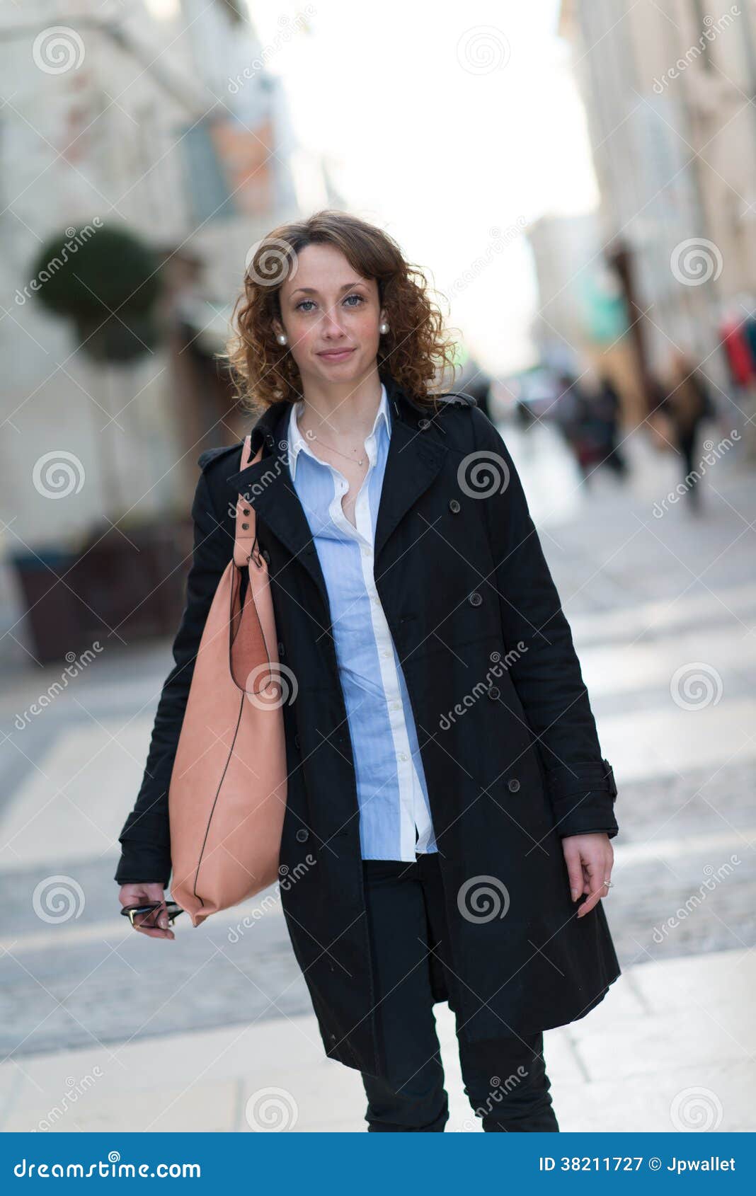 Beautiful Young Woman Walking Downtown Stock Image - Image of charming ...