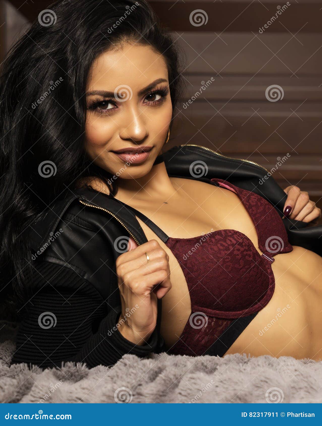 Beautiful Young Woman Wearing Leather Stock Image Image Of African