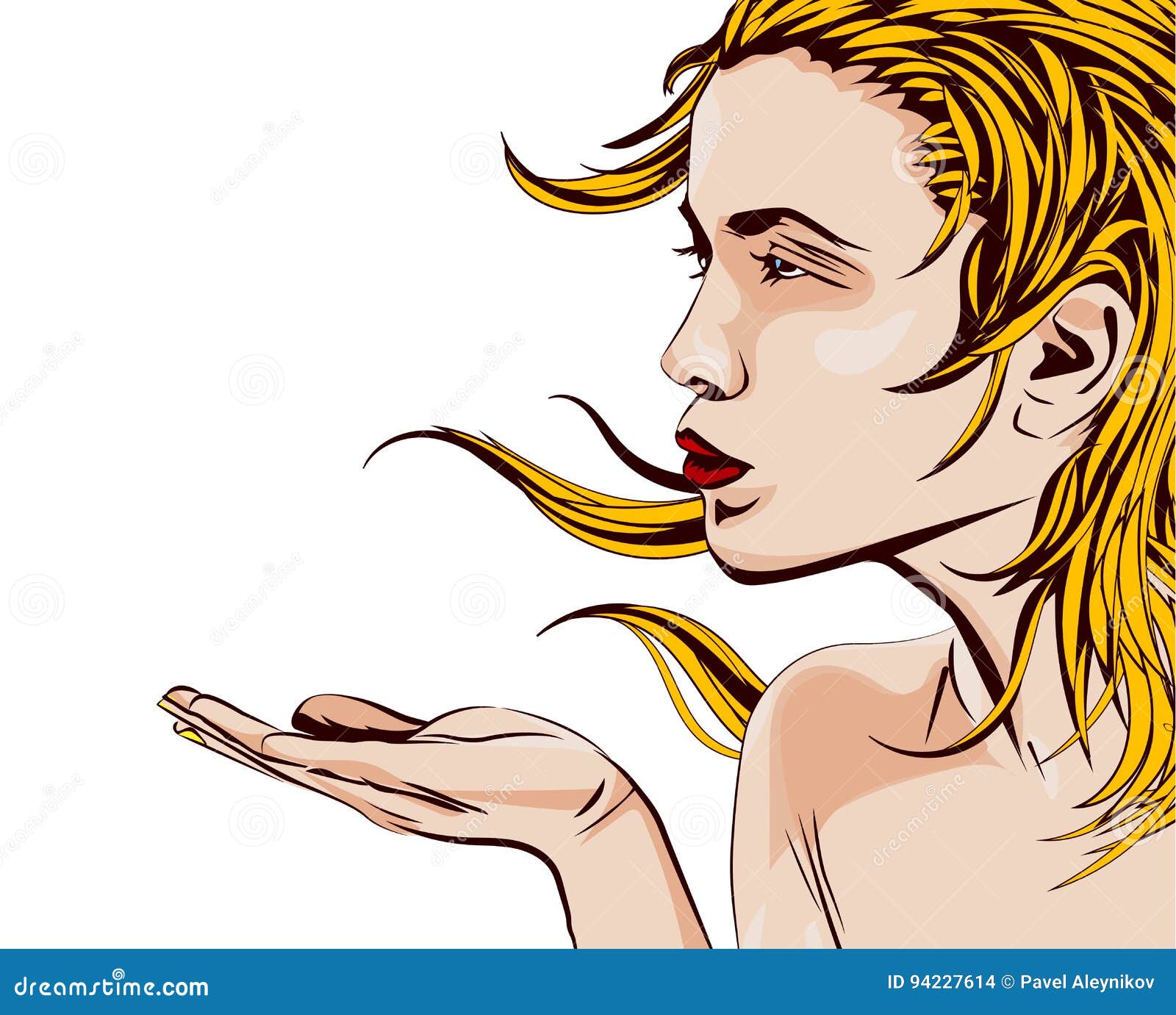 Beautiful Young Woman and Wind in Her Hair, Vector Image Stock Vector ...