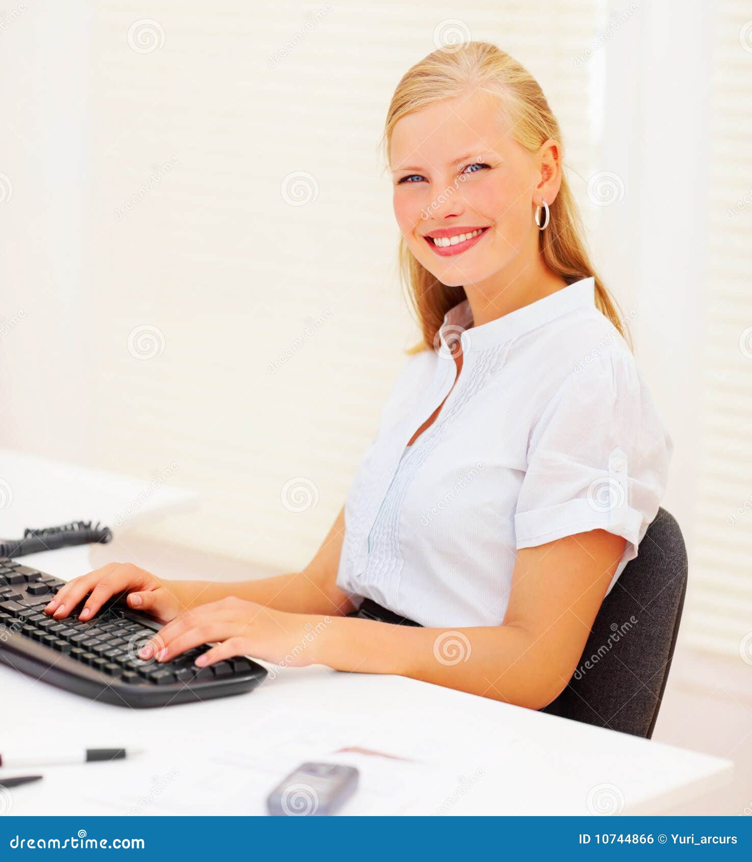 Beautiful Young Woman Working at the Office Stock Photo - Image of ...