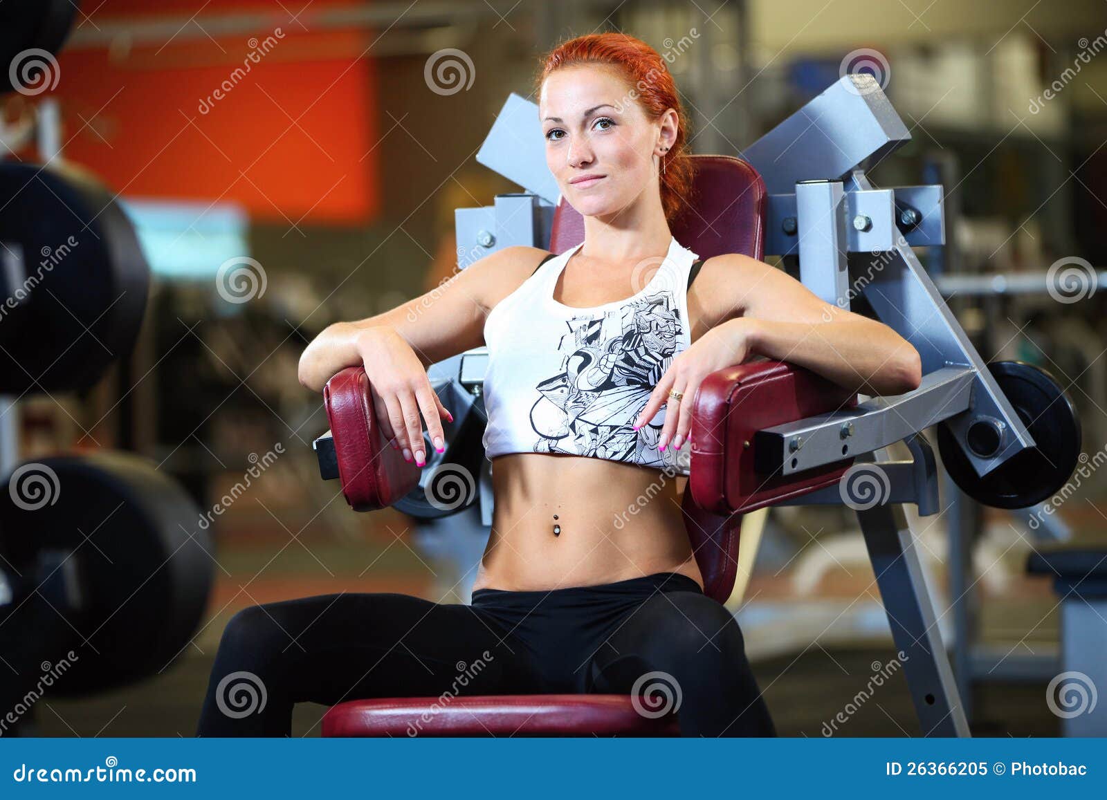 Beautiful Young Woman Working Out in Gym Stock Image - Image of body ...