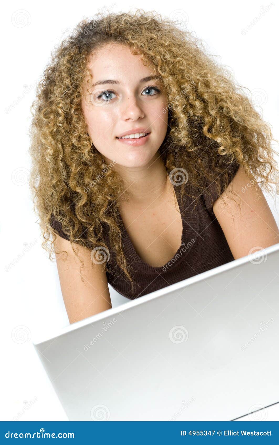 Beautiful Young Women on the Computer Stock Image - Image of laptop ...