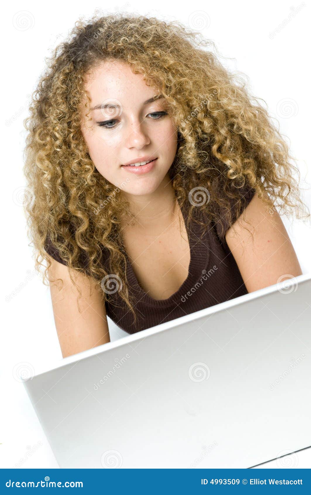 Beautiful Young Women on the Computer Stock Image - Image of pretty ...