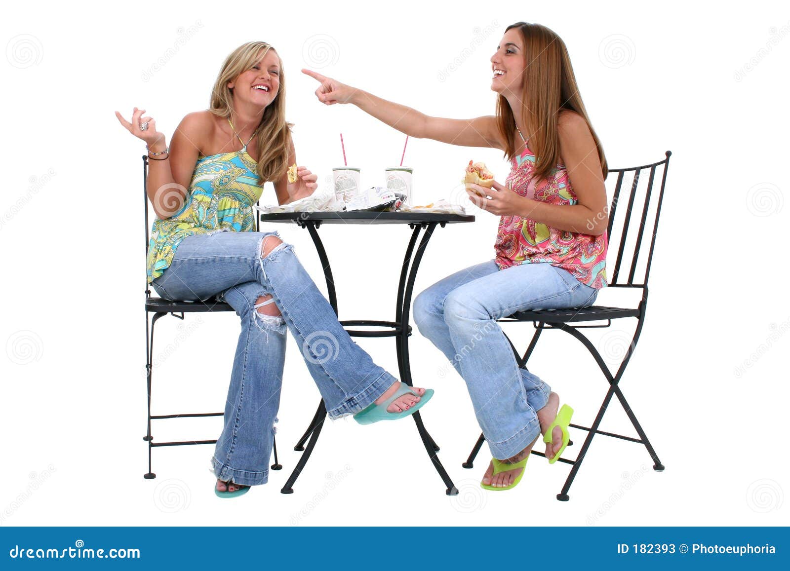 Beautiful Young Women Having Lunch Together Stock Image - Image of ...
