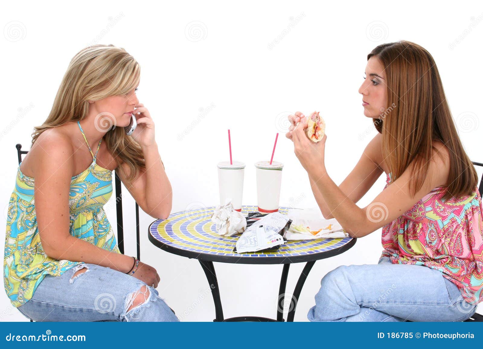 Beautiful Young Women Having Lunch Together Stock Image - Image of ...