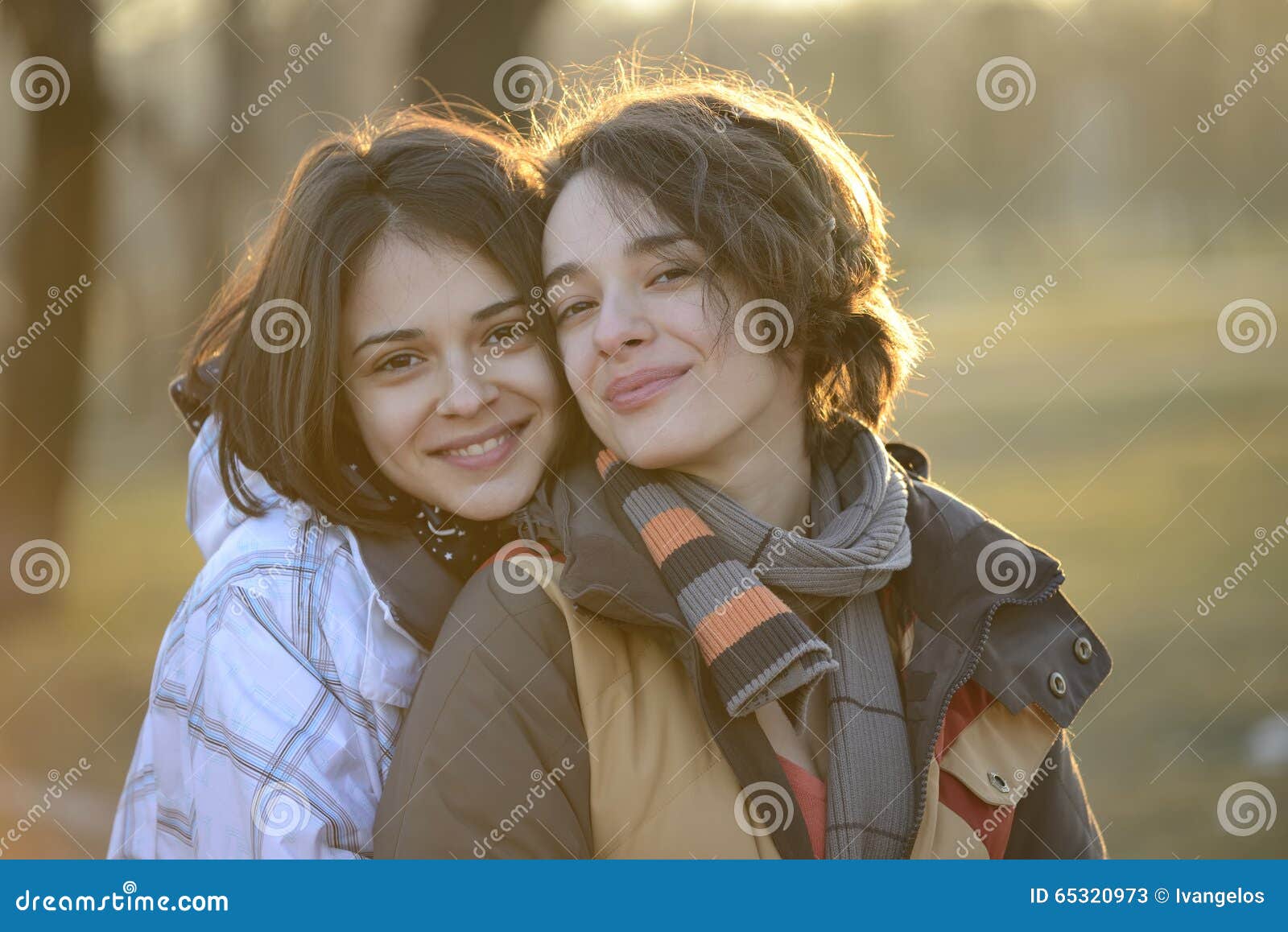 Beautiful Young Women Hugging Outside Stock Image - Image of friends ...