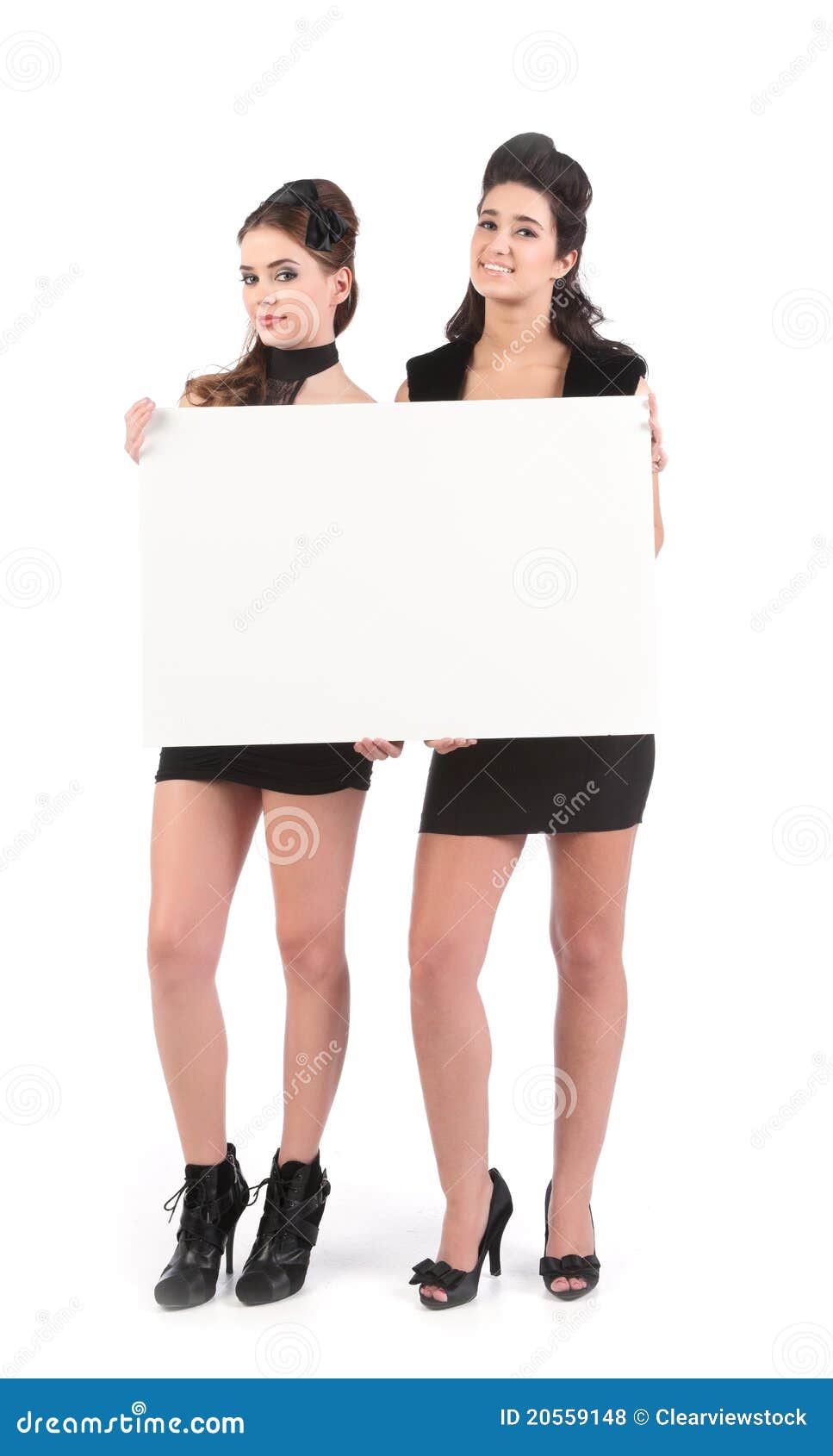 Beautiful Young Women with Sign Stock Photo - Image of copyspace ...