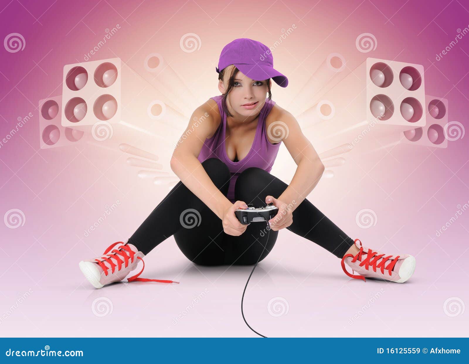 Beautiful Young Girl with Joystick Stock Image - Image of posing, game ...