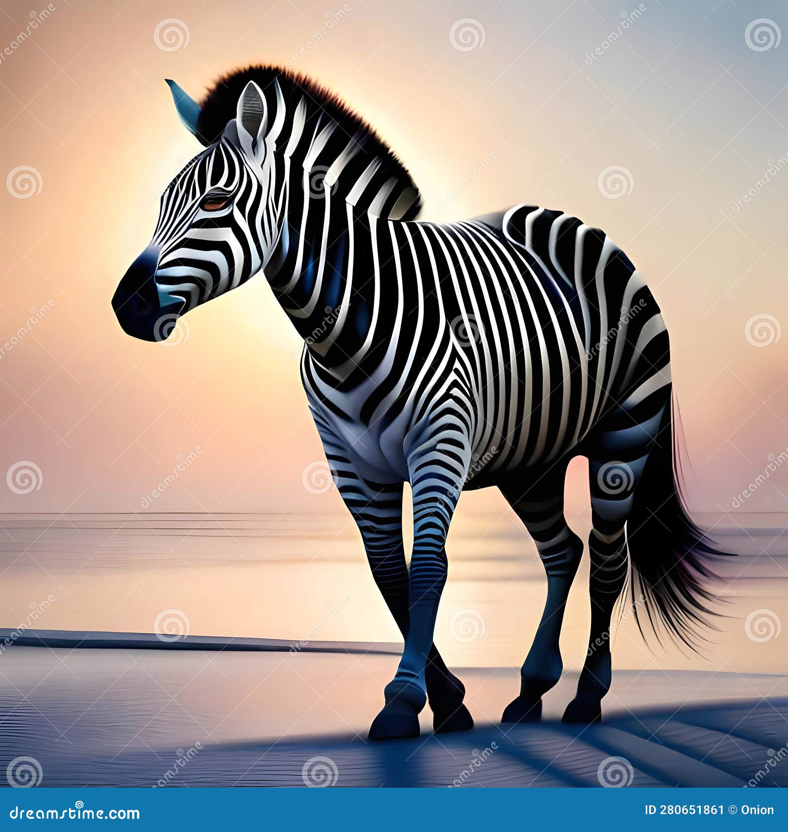 Beautiful Zebra - Ai Generated Image Stock Illustration - Illustration ...
