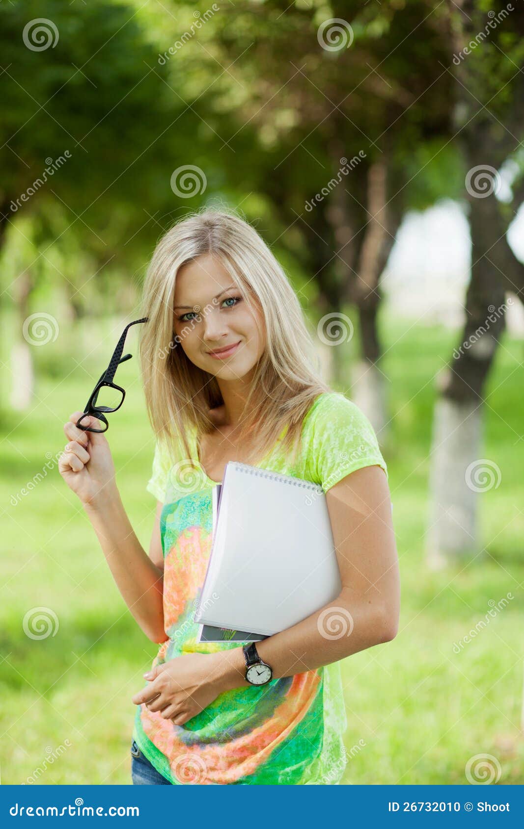 Beautifull College Student in Park Stock Photo - Image of beauty ...