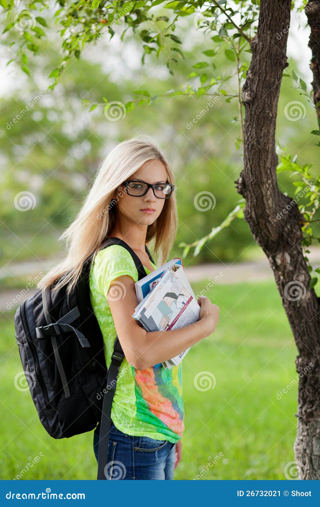 Beautifull College Student in Park Stock Image - Image of summer ...
