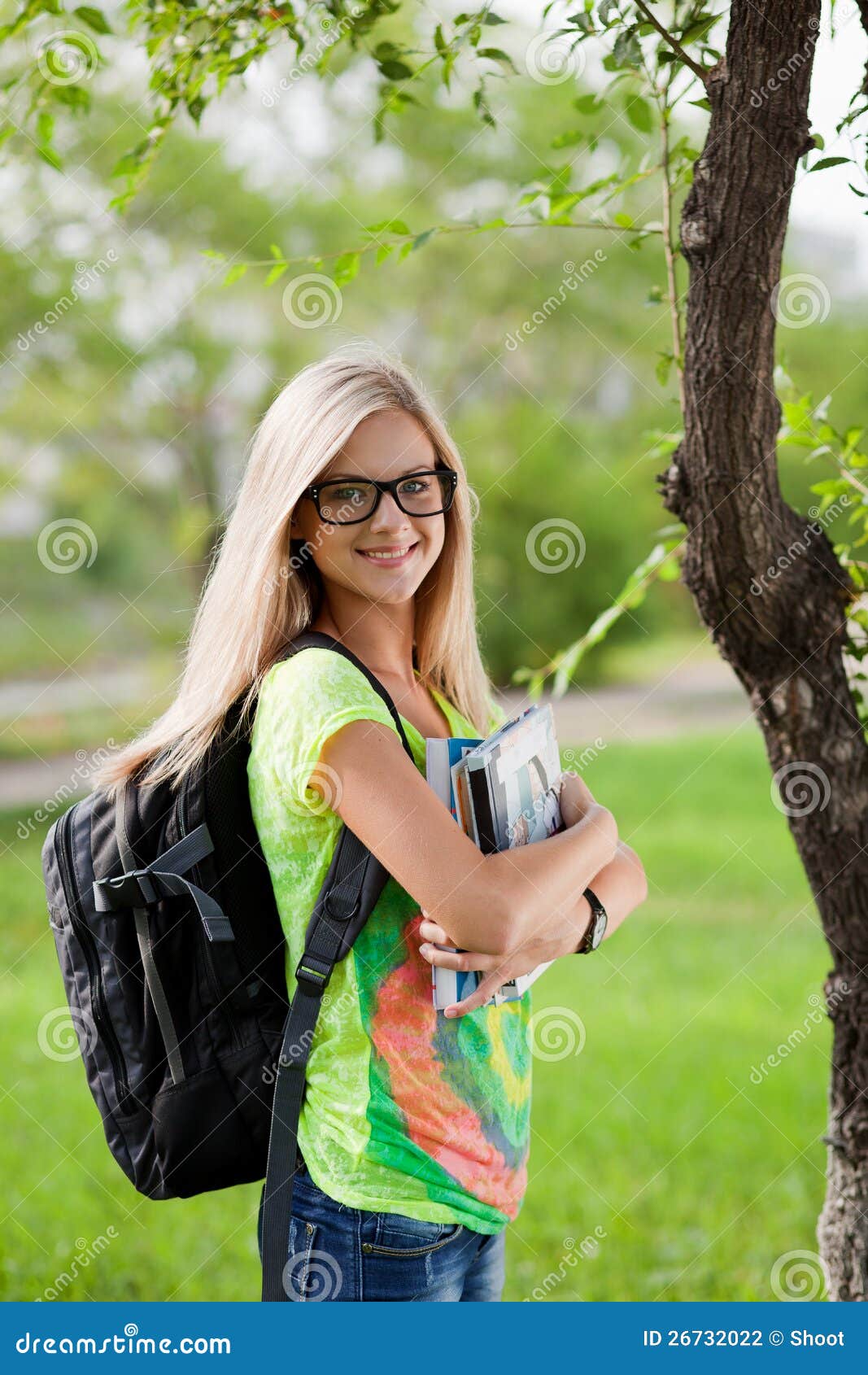 Beautifull College Student in Park Stock Photo - Image of park, female ...