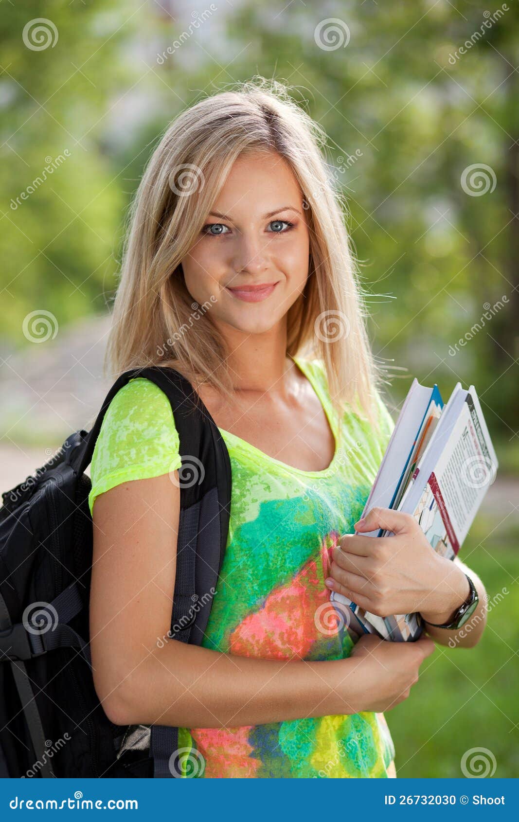 Beautifull College Student in Park Stock Photo - Image of student ...