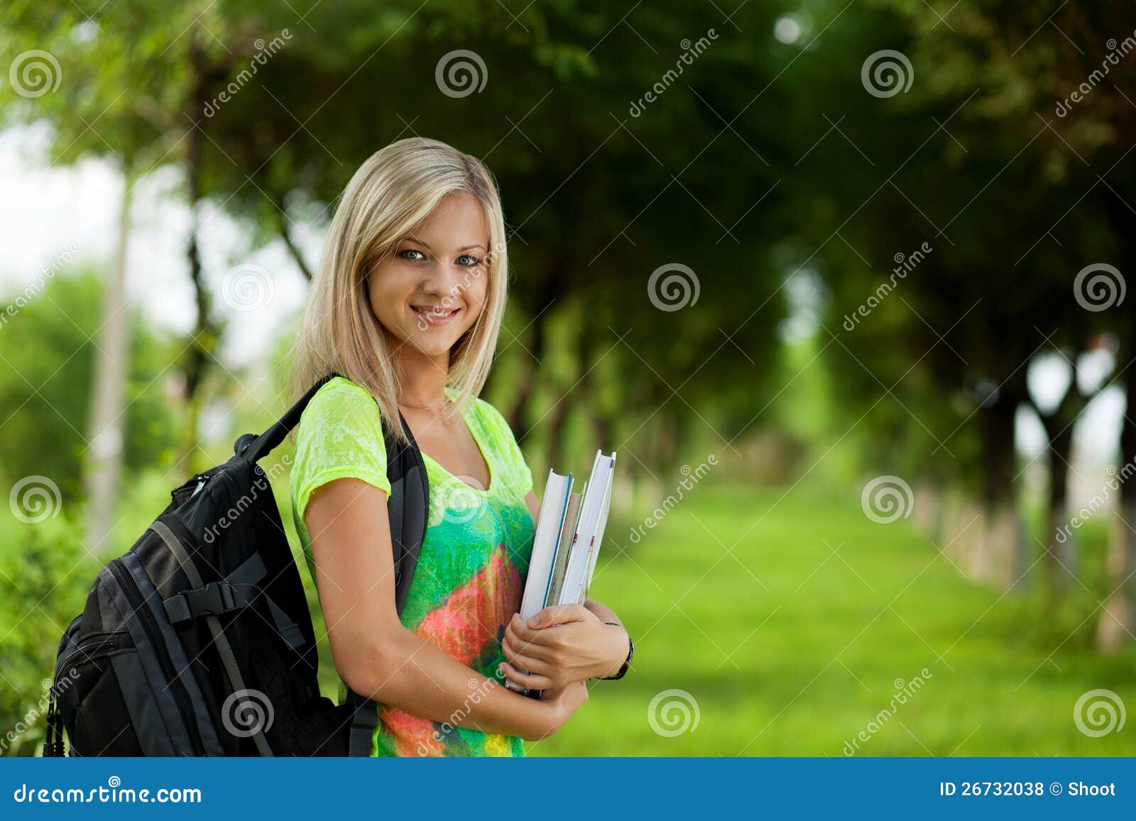 Beautifull College Student in Park Stock Photo - Image of glasses ...