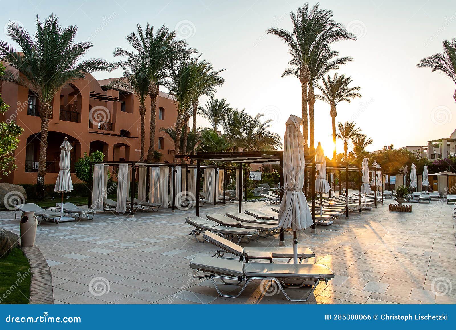 Beautifull Empty Swimming Pool Area by in Egypt Wide-angle Frame Stock ...