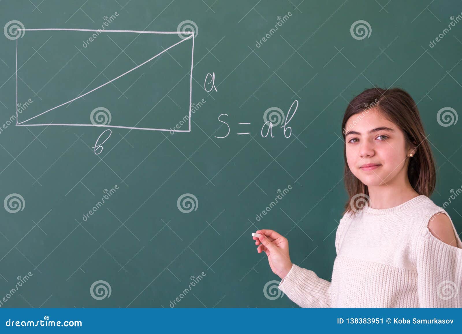 Beautifull Girl Resolves Mathematical Task on Board Stock Image - Image ...
