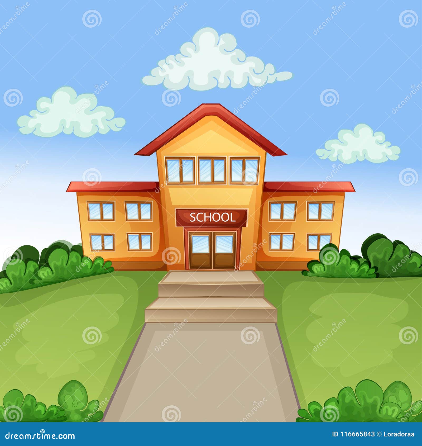 Beautifull Ilustration with School Building Stock Illustration ...